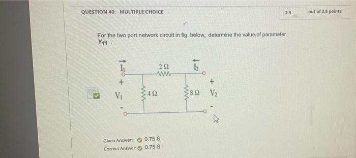Solved For the two port network circuit in fig. below, | Chegg.com