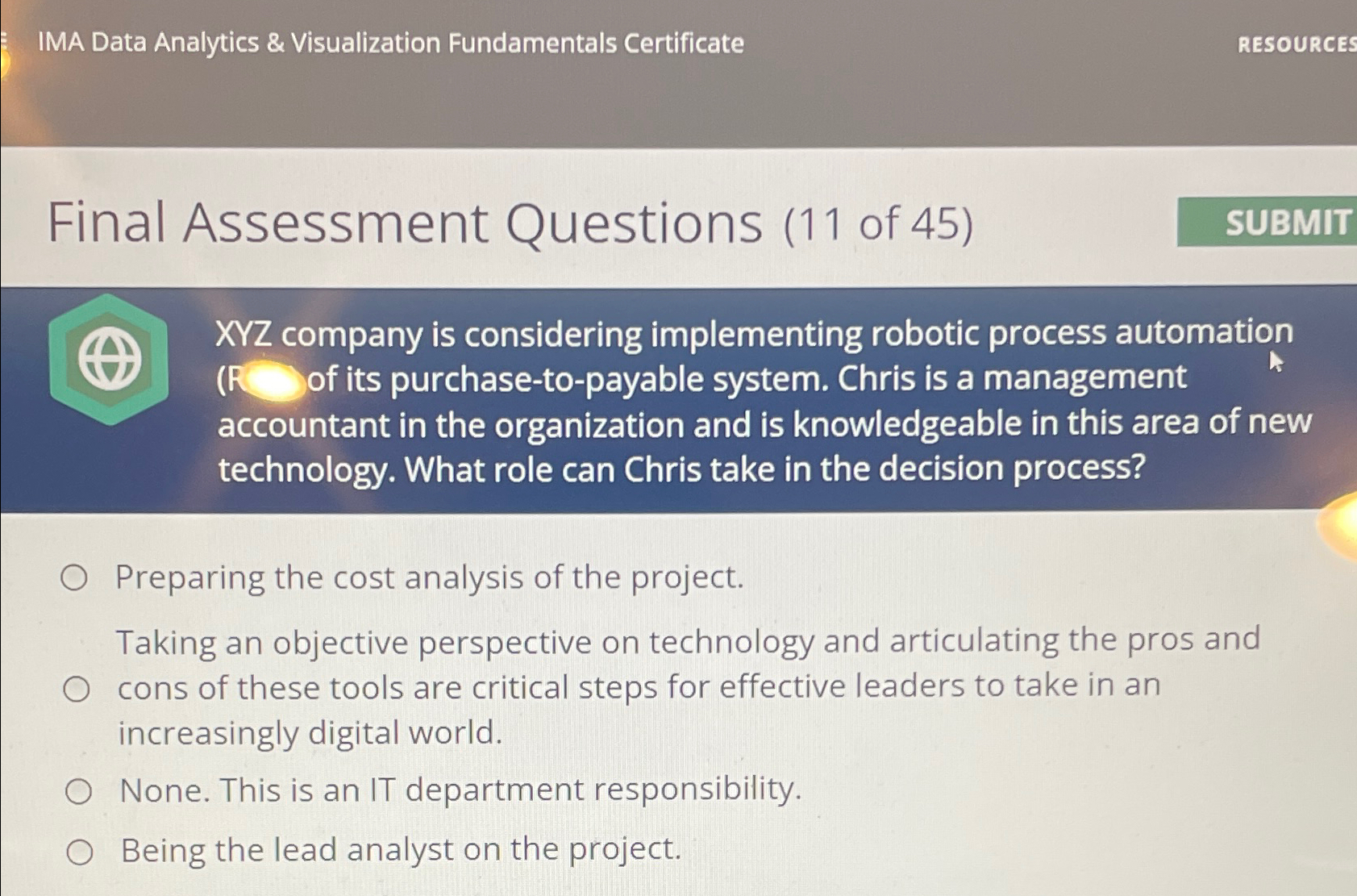 Solved IMA Data Analytics & Visualization Fundamentals | Chegg.com