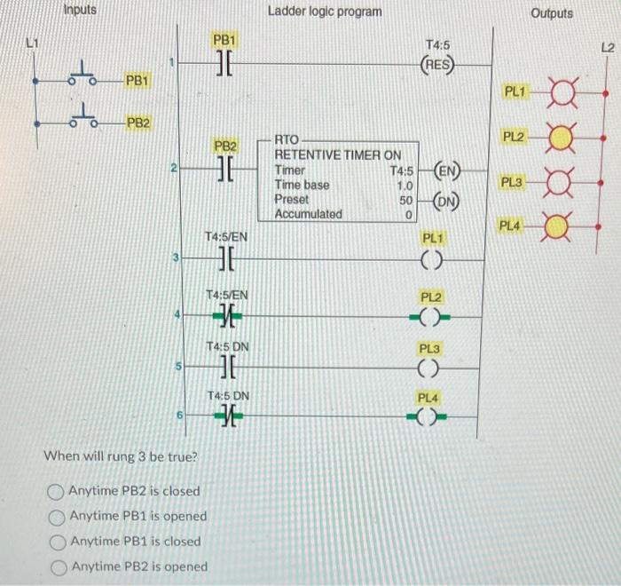 Solved Anytime PB2 is closed Anytime PB1 is opened Anytime | Chegg.com