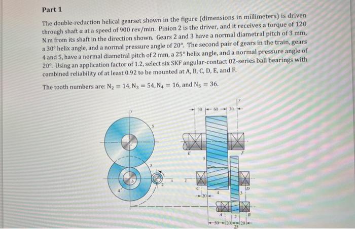 Solved Part 1 The double-reduction helical gearset shown in | Chegg.com