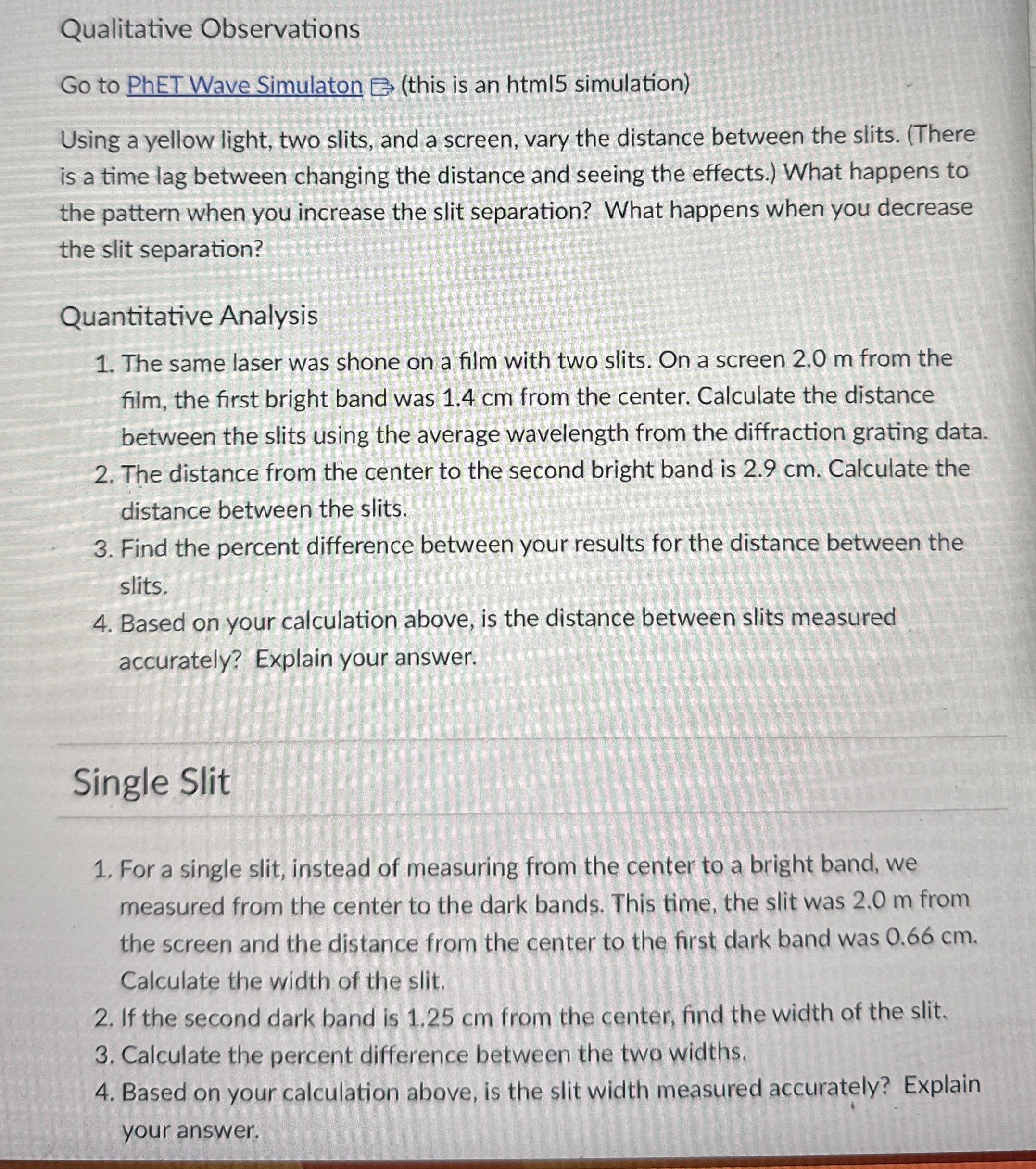 Solved Qualitative ObservationsGo to PhET Wave Simulaton | Chegg.com