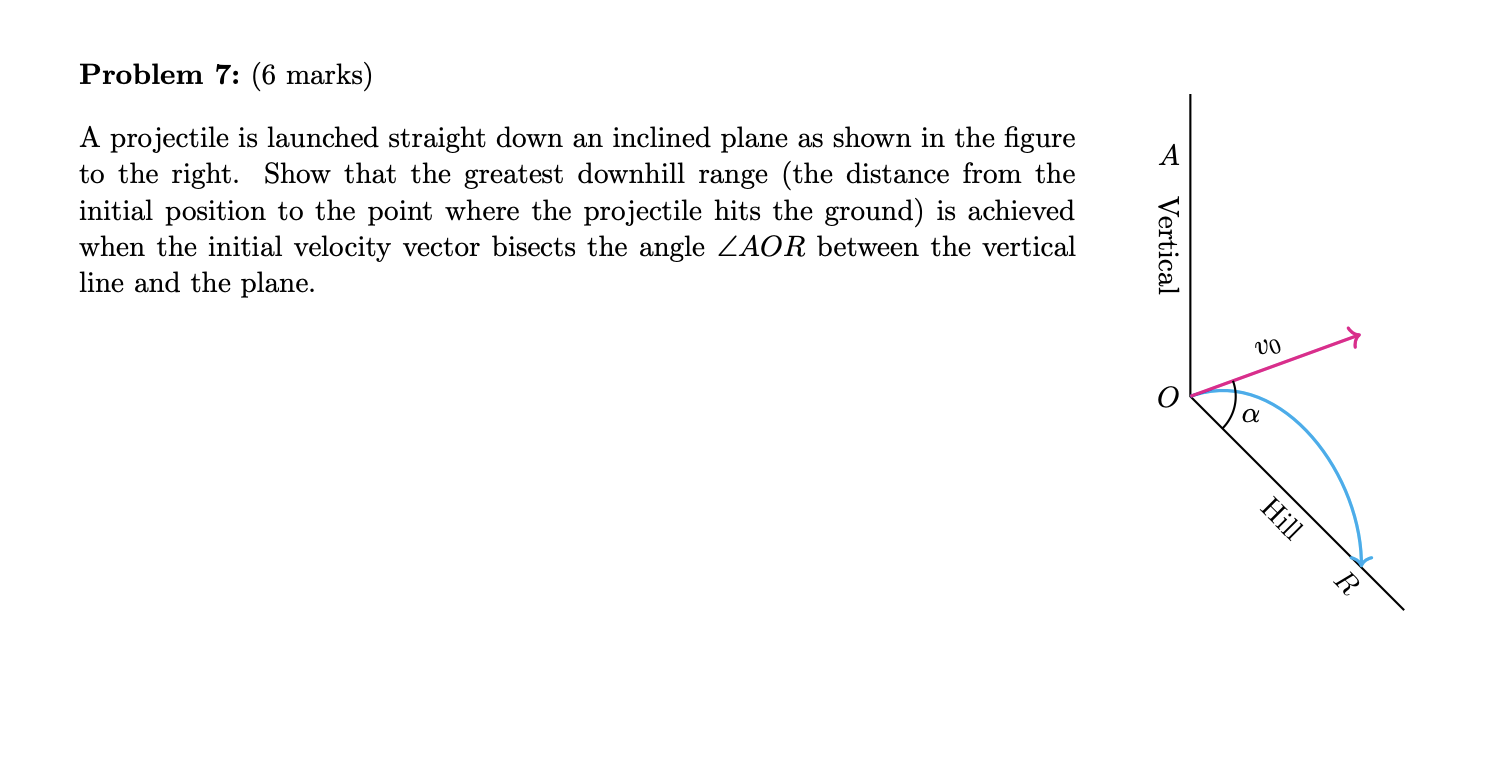 Solved Problem 7: (6 ﻿marks)A projectile is launched | Chegg.com