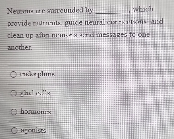 Solved Neurons are surrounded bywhich provide nutrients, | Chegg.com