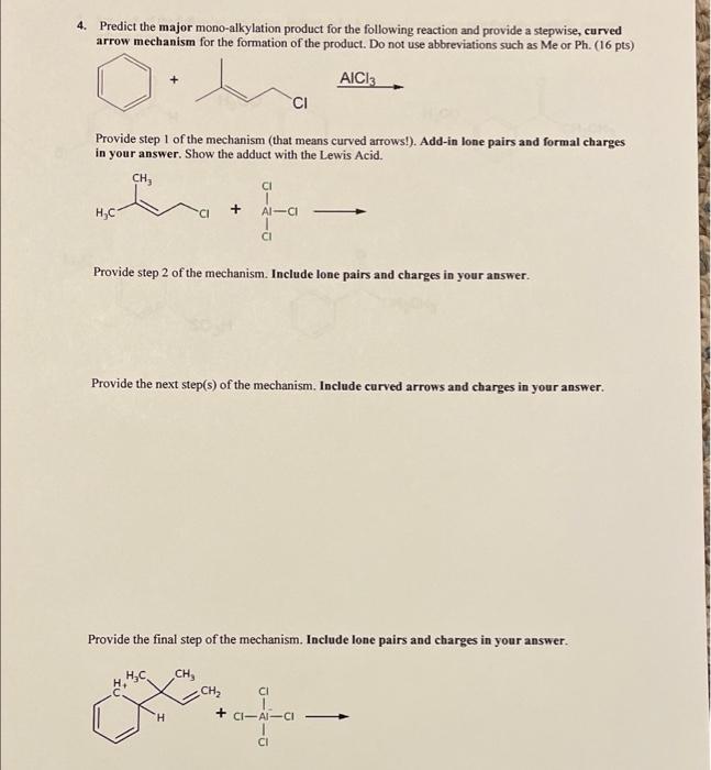 Solved 4. Predict the major mono-alkylation product for the | Chegg.com