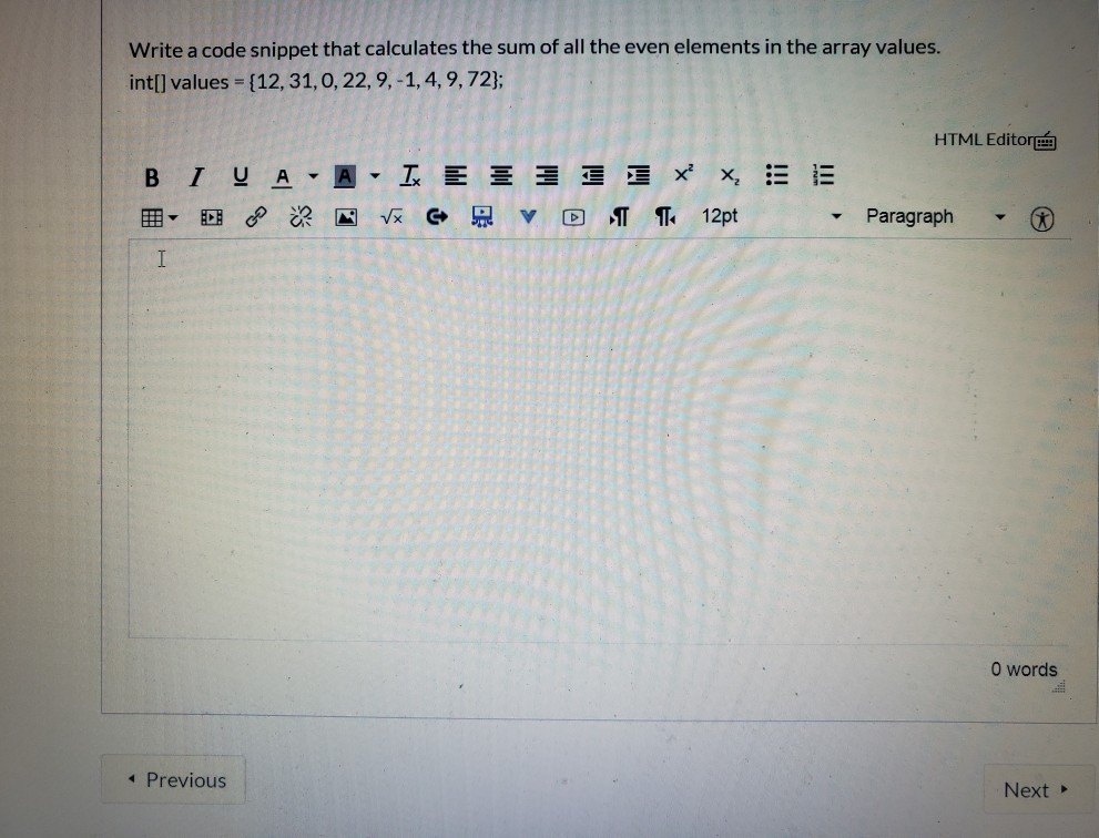 Solved Write a code snippet that calculates the sum of all | Chegg.com