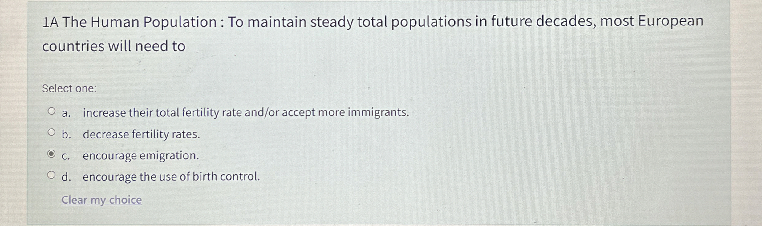 Solved 1A The Human Population : To maintain steady total | Chegg.com