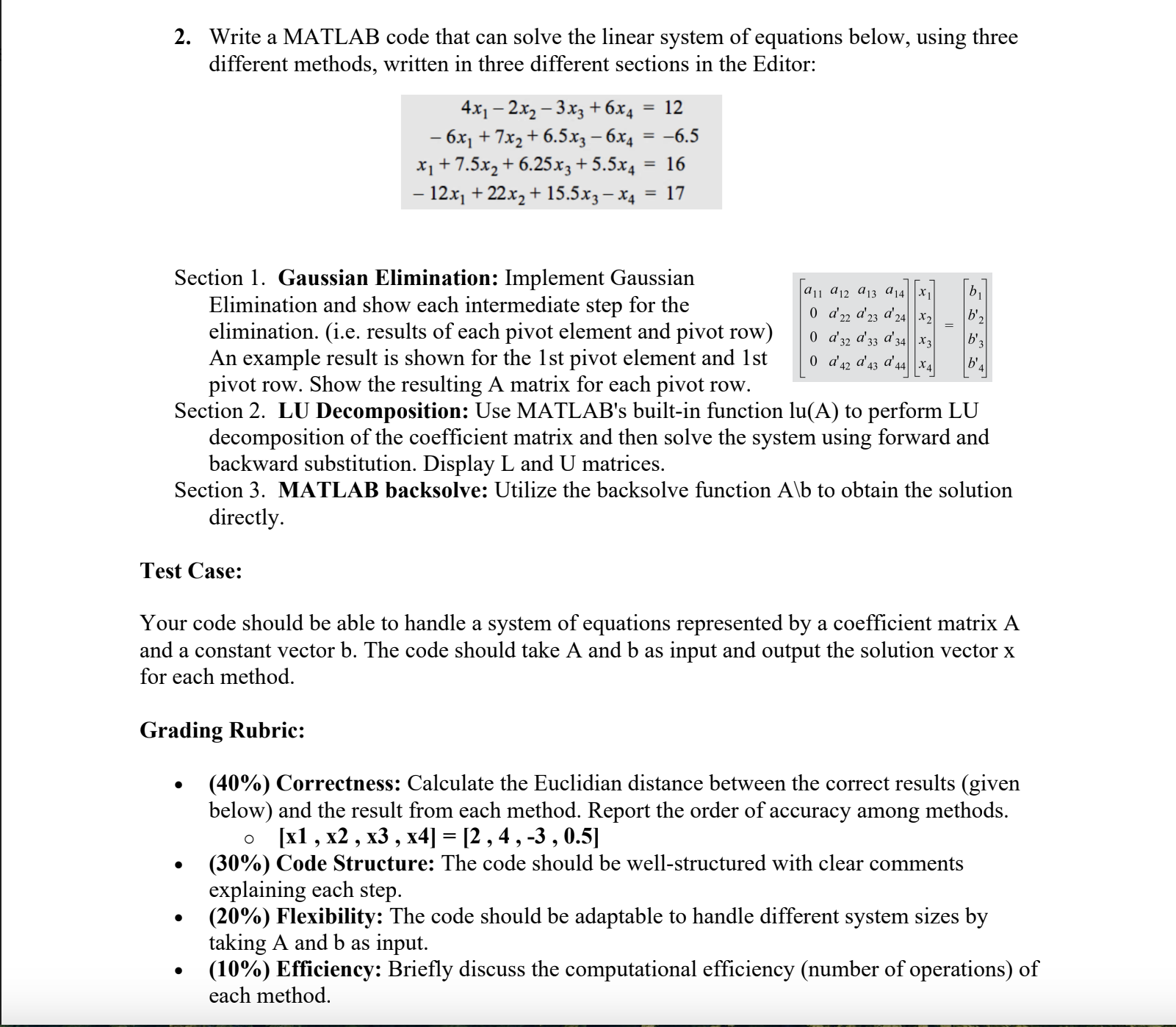 Solved Section 1. Gaussian Elimination: Implement | Chegg.com Solved Section 1. Gaussian Elimination: Implement | Chegg.com