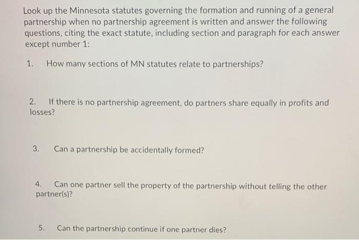 Solved Look up the Minnesota statutes governing the | Chegg.com