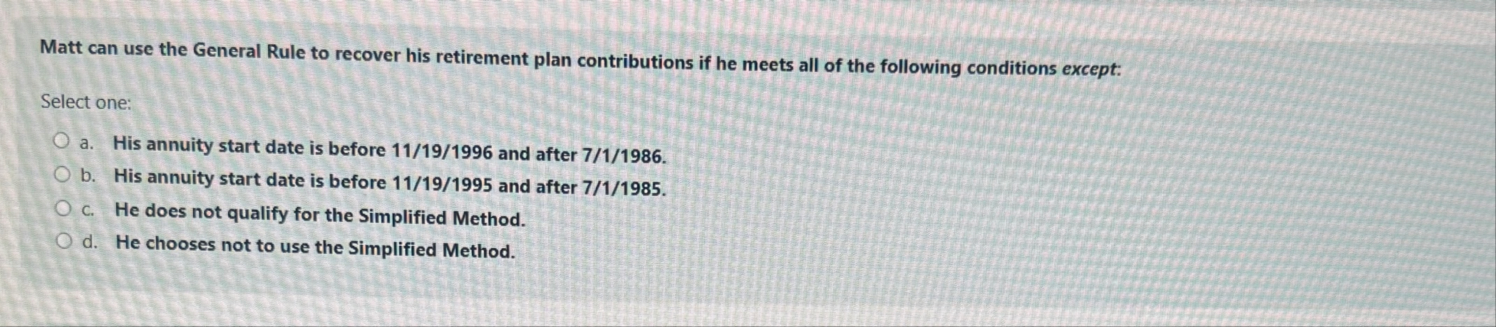 Solved Matt can use the General Rule to recover his | Chegg.com