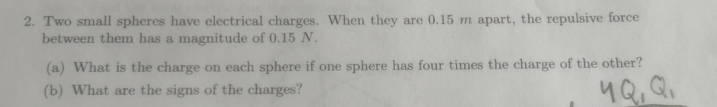 Solved Two small spheres have electrical charges. When they | Chegg.com