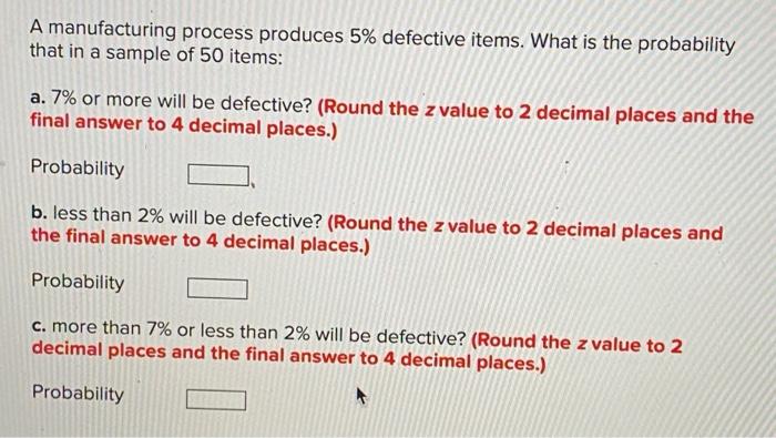Solved A manufacturing process produces 5% defective items. | Chegg.com