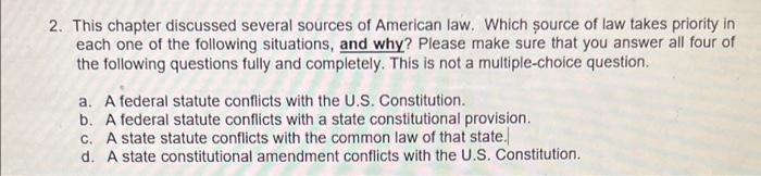 Solved 2. This chapter discussed several sources of American | Chegg.com