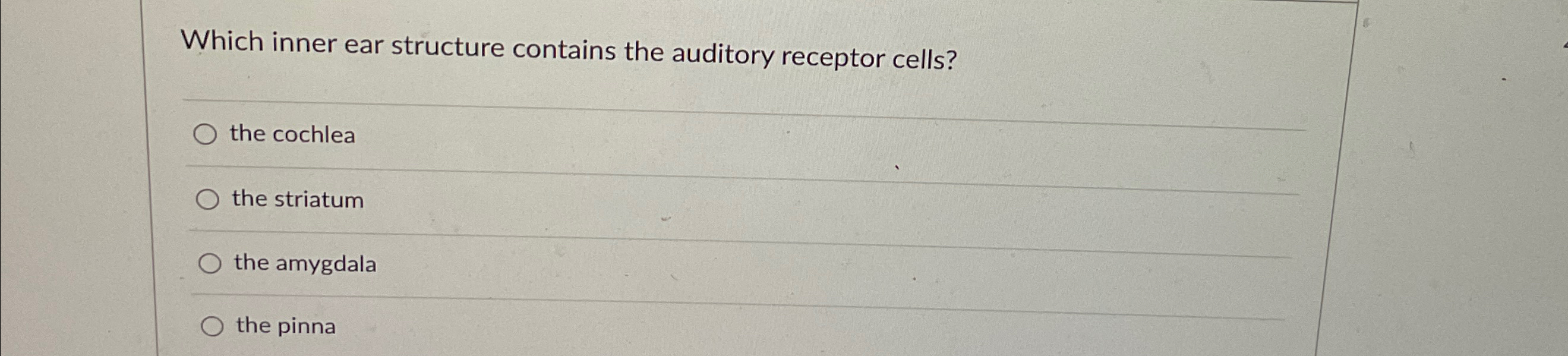 Solved Which inner ear structure contains the auditory | Chegg.com