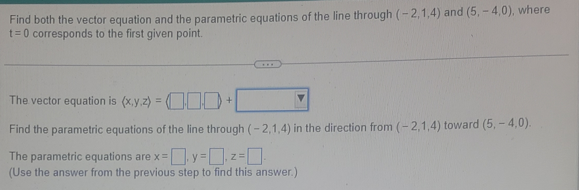 Solved Find both the vector equation and the parametric | Chegg.com