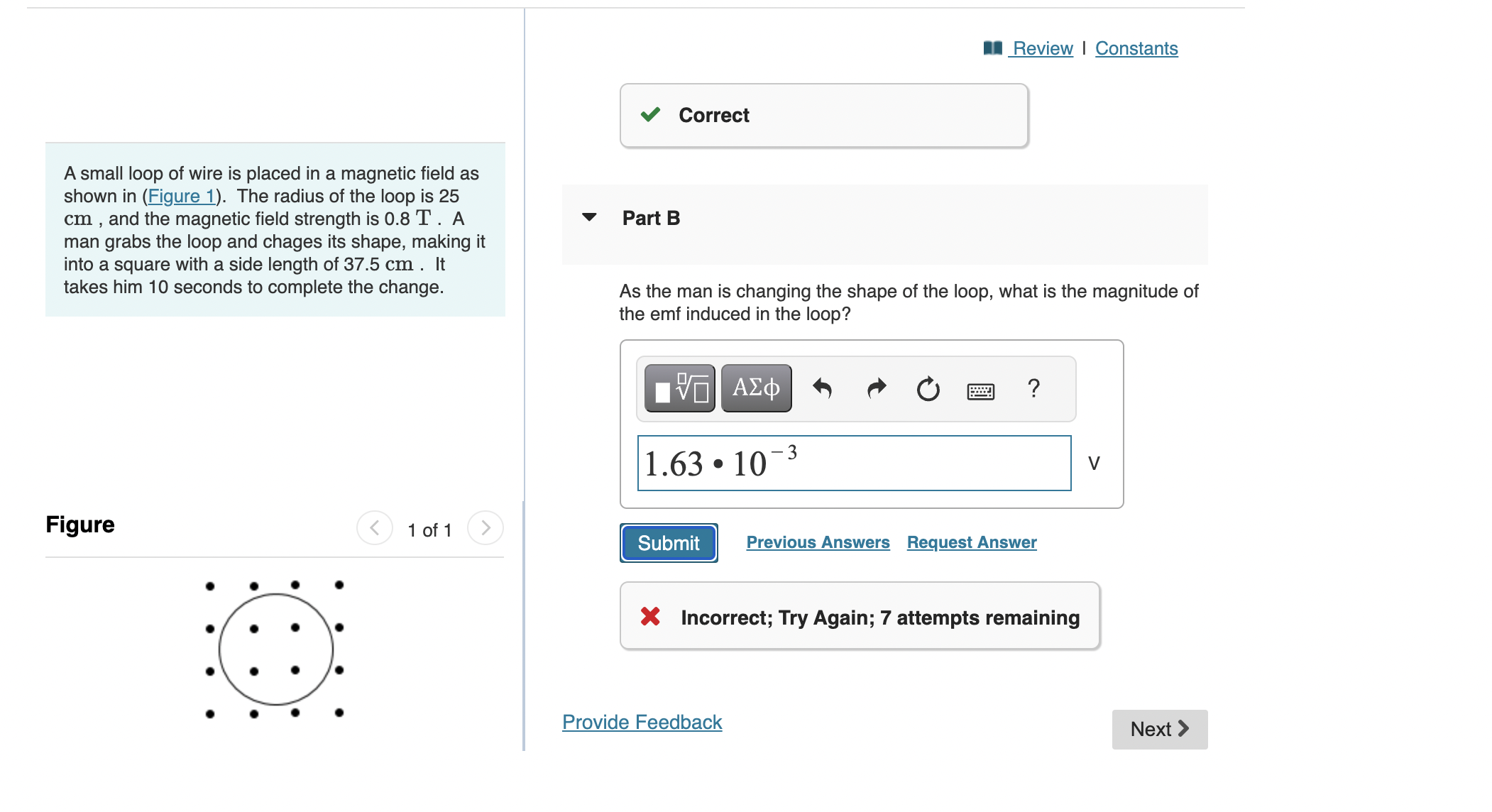 Solved A small loop of wire is placed in a magnetic field | Chegg.com