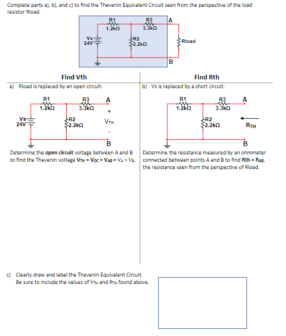 Solved Complete parts a), ﻿b), ﻿and c) ﻿to find the Thevenin | Chegg.com