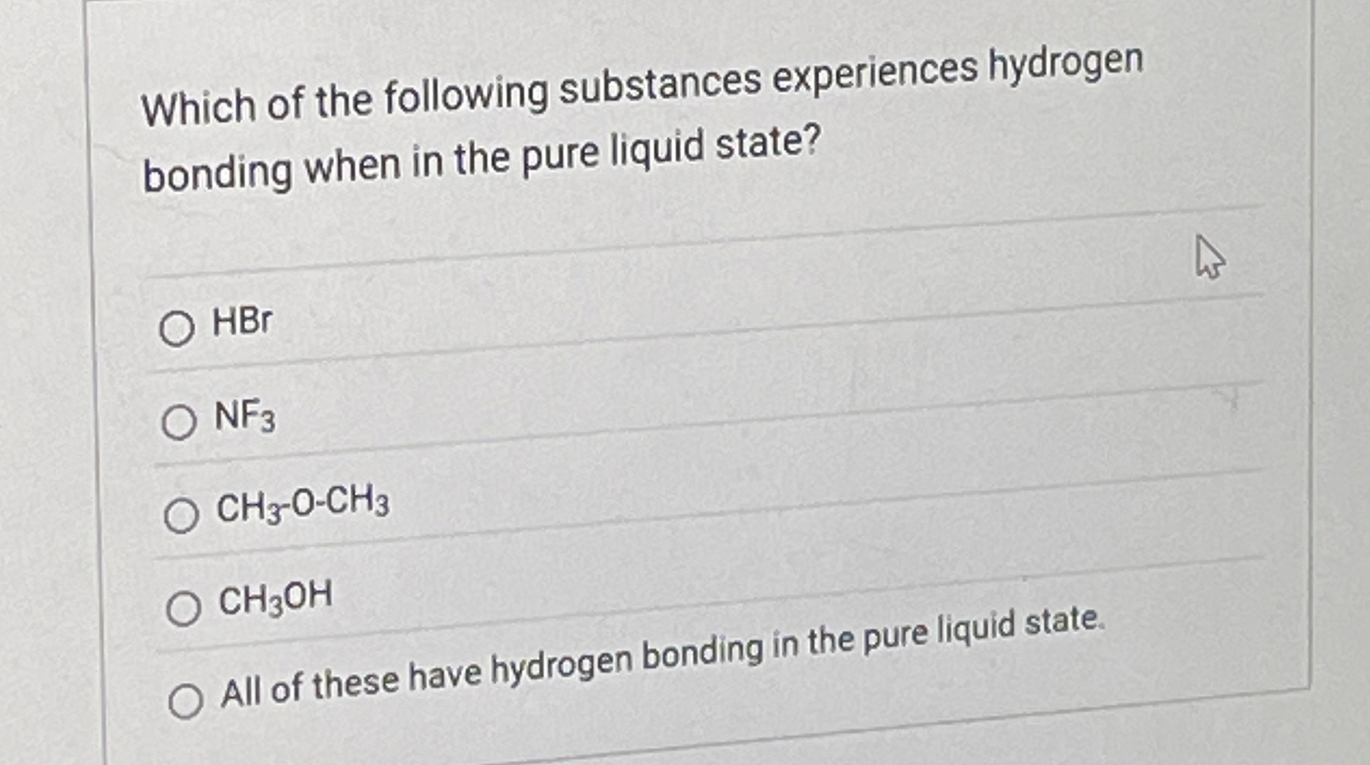 Solved Which of the following substances experiences | Chegg.com