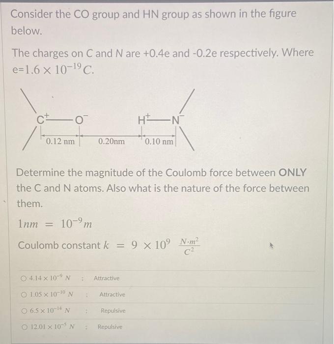 Solved Consider the CO group and HN group as shown in the | Chegg.com