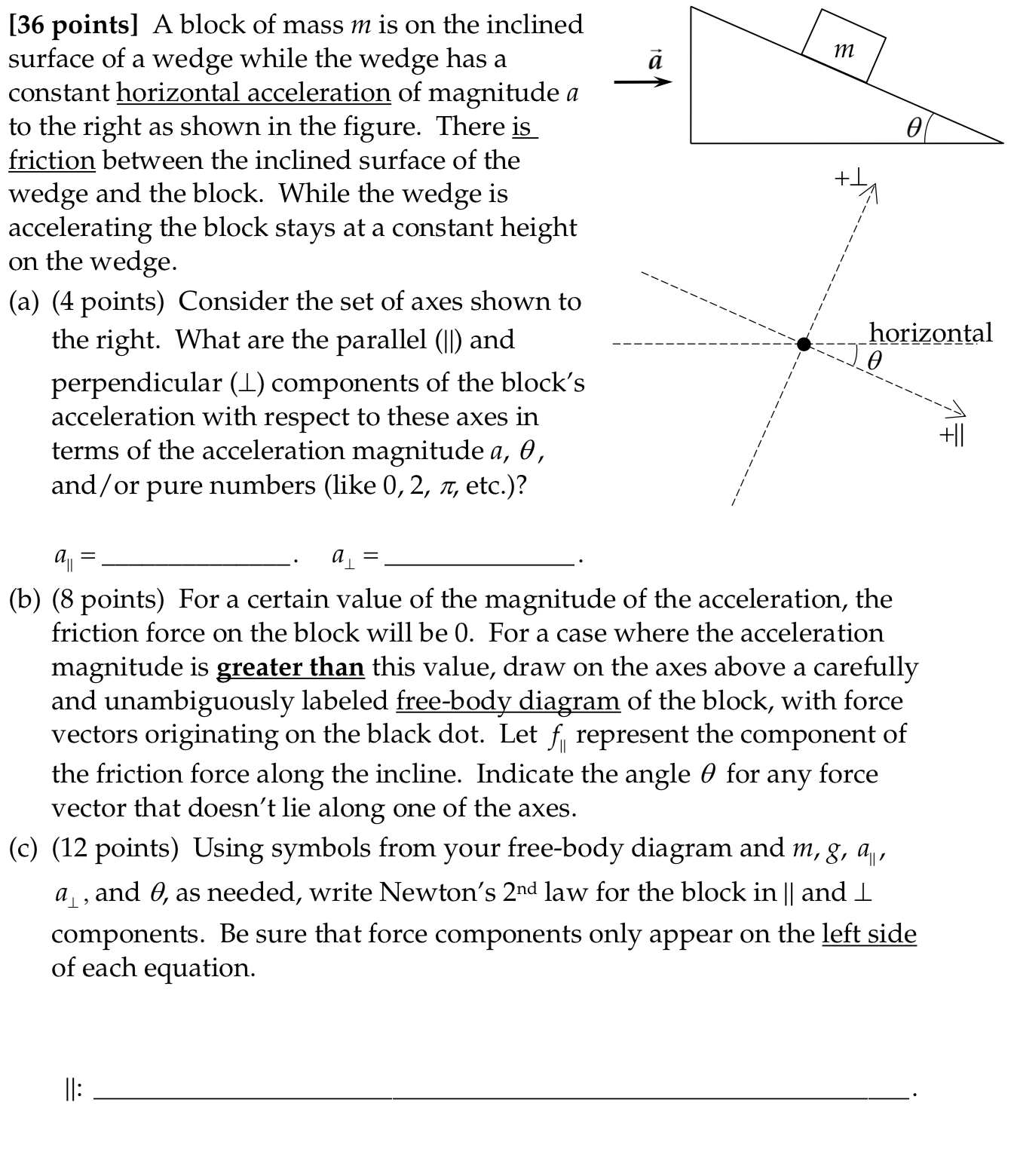 Solved Block on a wedge with friction and force pushing it | Chegg.com
