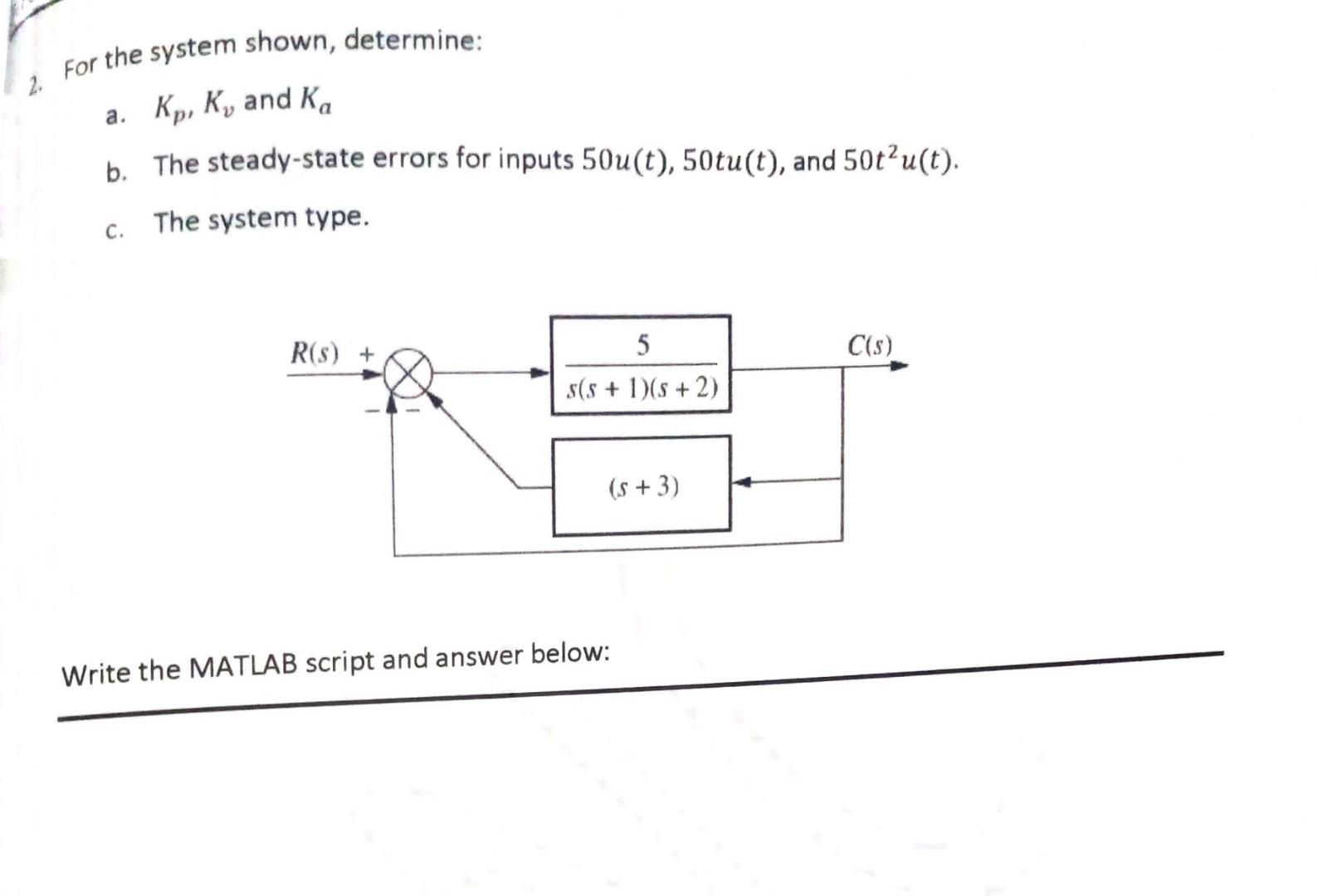 Solved 1. For a unity feedback system with forward transfer | Chegg.com