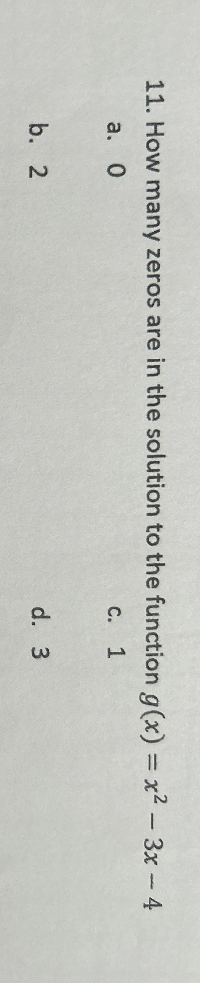 Solved How many zeros are in the solution to the function | Chegg.com