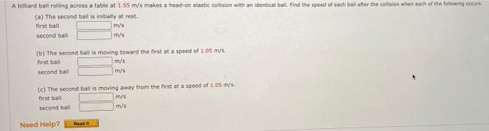 Solved A biliard ball rolling across a table at 1.55 m/s | Chegg.com