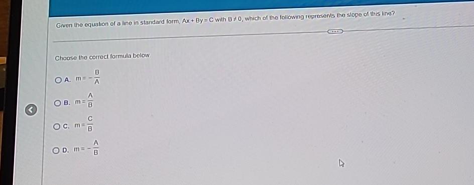 Solved Given the equation of a line in standard form, | Chegg.com