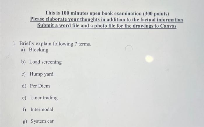 Solved This is 100 minutes open book examination ( 300 | Chegg.com