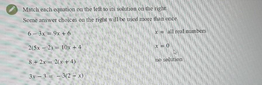 Solved Match each equation on the left to its solution on | Chegg.com