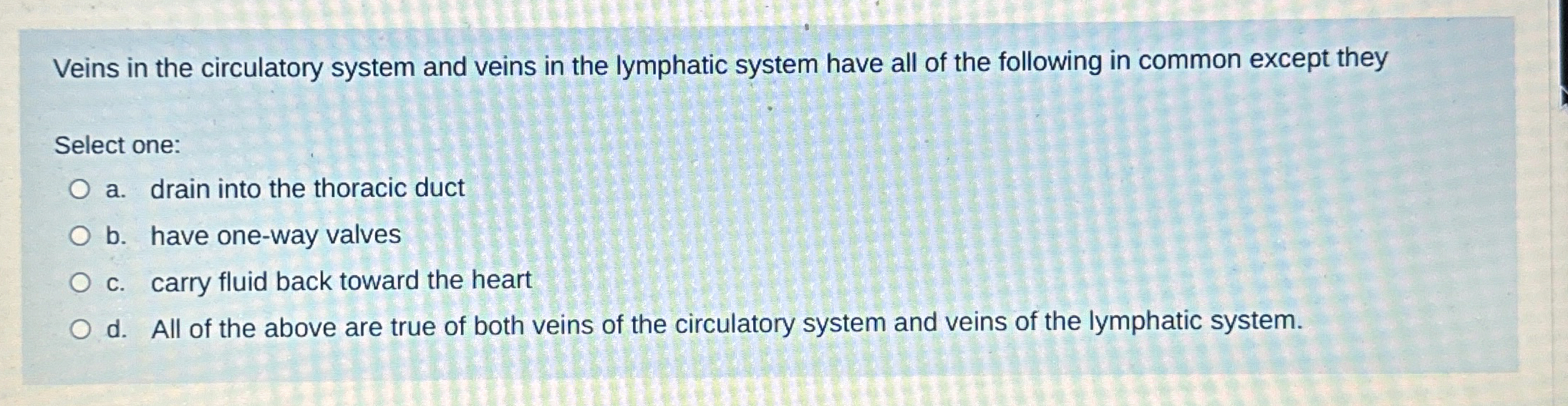 Solved Veins in the circulatory system and veins in the | Chegg.com