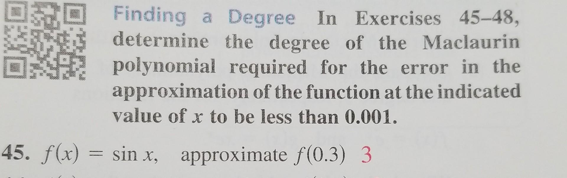 Solved Finding a Degree In Exercises 45-48, determine the | Chegg.com