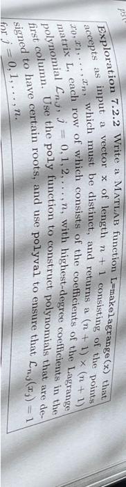 Solved Exploration 7.2.2 Write a MATLAB function L= | Chegg.com