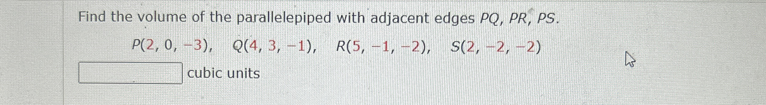 Solved Find the volume of the parallelepiped with adjacent | Chegg.com