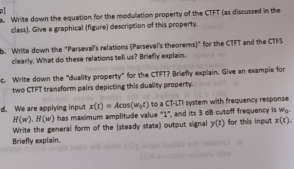 Solved Write down the equation for the modulation property | Chegg.com