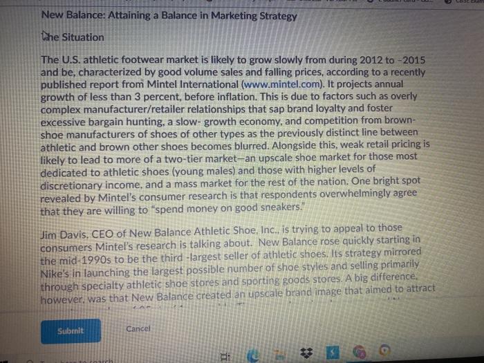 Solved New Balance: Attaining a Balance in Marketing | Chegg.com
