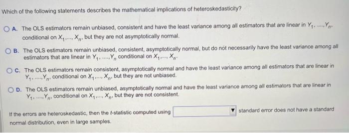 Solved Which of the following statements describes the | Chegg.com