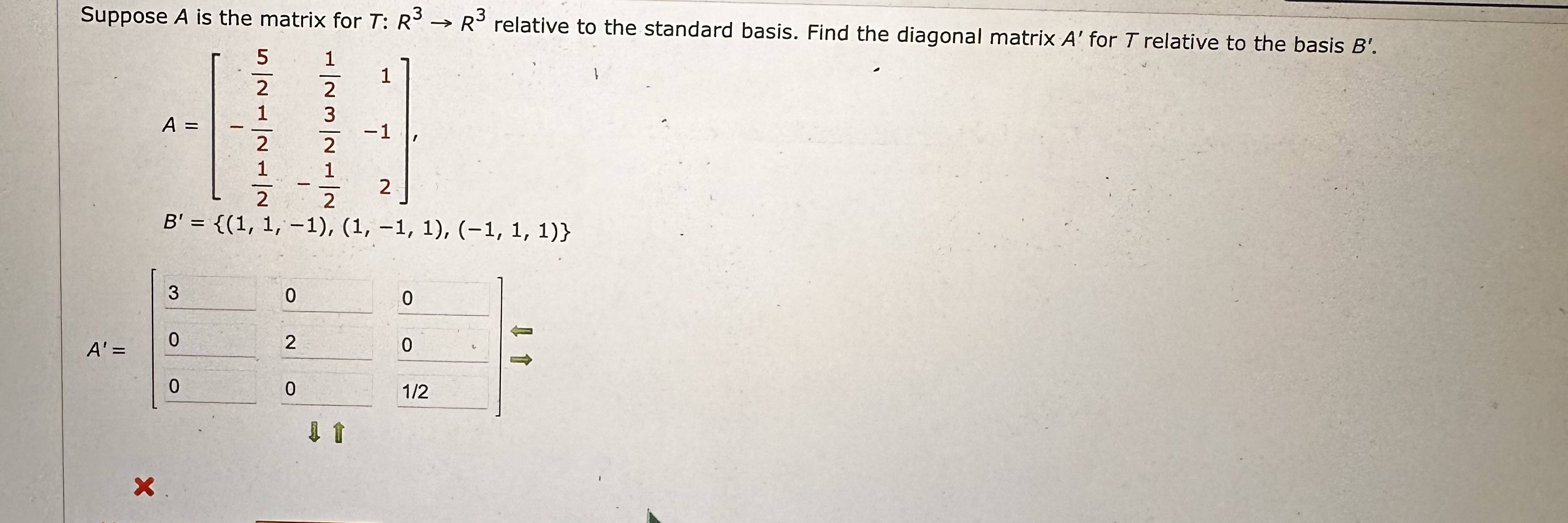 Solved Suppose A is ﻿the matrix for T: R3 → R3 ﻿relative to | Chegg.com