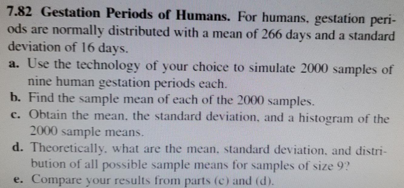 7.82 Gestation Periods of Humans. For humans, | Chegg.com