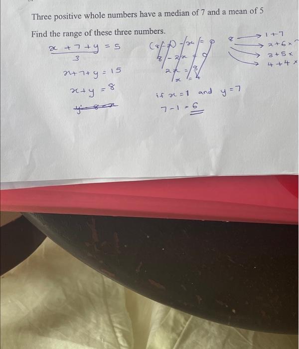 Solved Three positive whole numbers have a median of 7 and a | Chegg.com