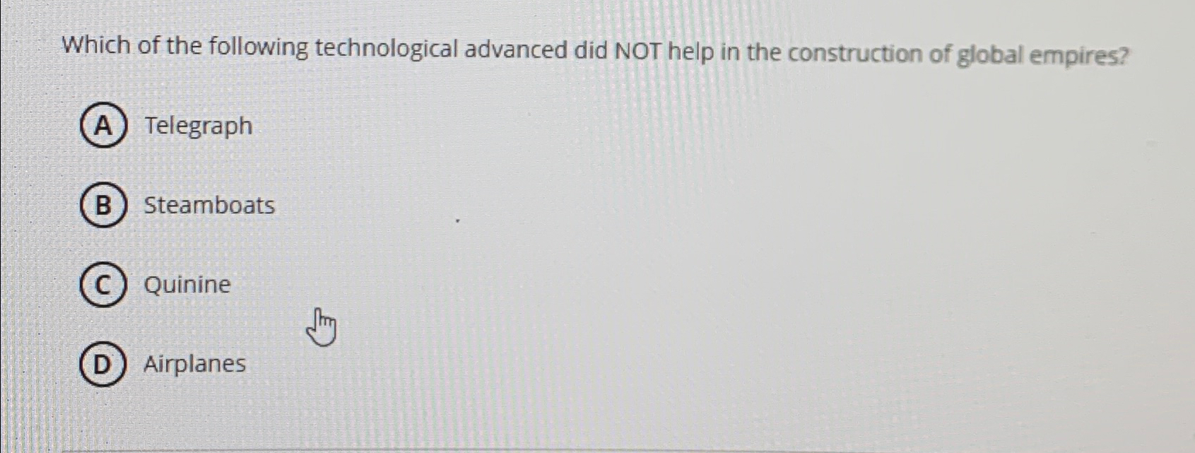Solved Which of the following technological advanced did NOT | Chegg.com