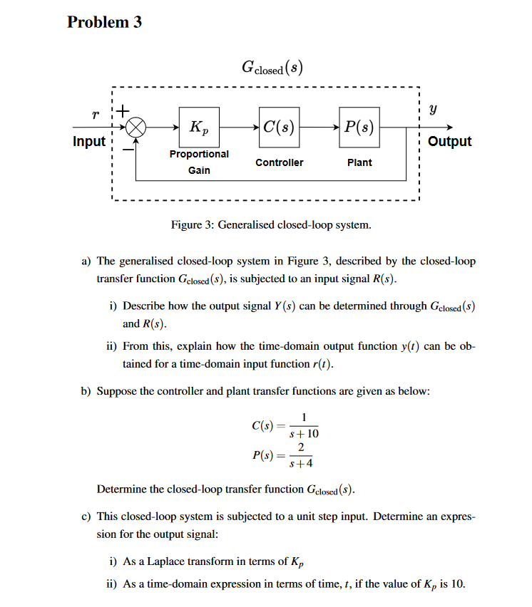 Solved Problem 3 Figure 3: Generalised closed-loop system. | Chegg.com