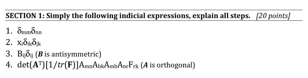 Solved SECTION 1: Simply the following indicial expressions, | Chegg.com