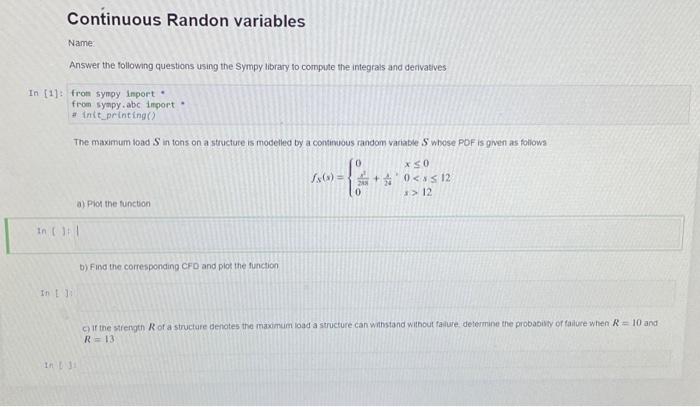 Solved We already have the sympy import but not really sure | Chegg.com