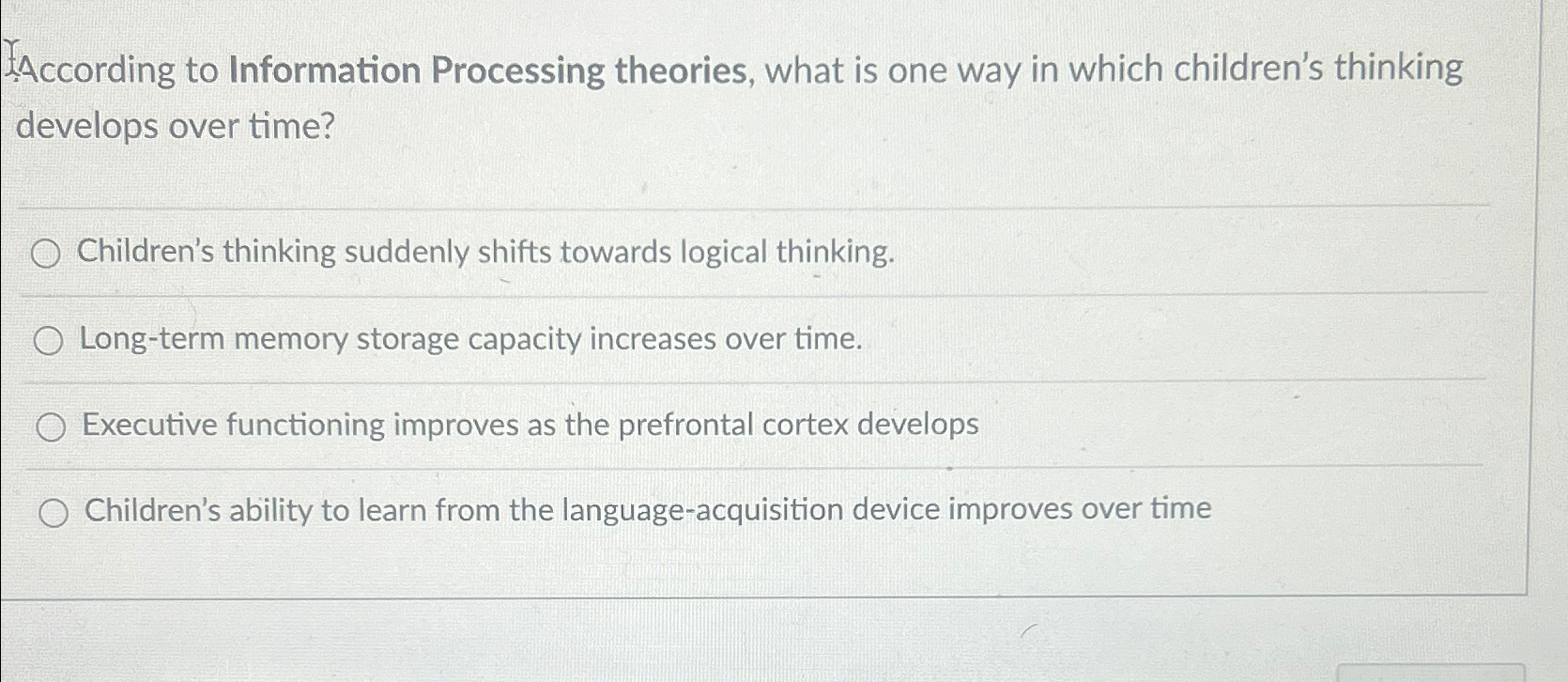 Solved IAccording to Information Processing theories, what | Chegg.com