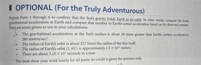 Solved I OPTIONAL (For the Truly Adventurous)Repeat Parts 1 | Chegg.com