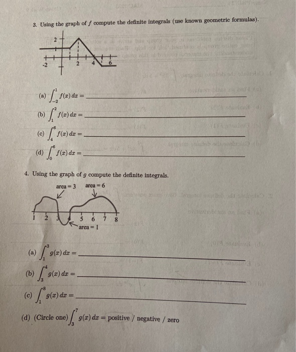 Solved 3. Using the graph off compute the definite integrals | Chegg.com