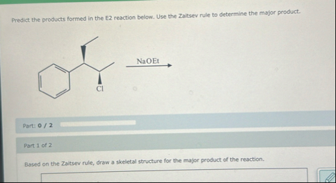Solved Predict the products formed in the E2 ﻿reaction | Chegg.com