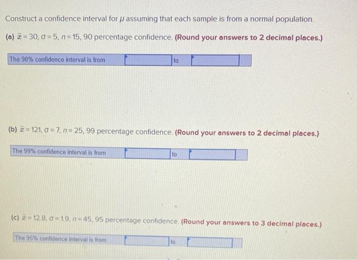 Solved Construct a confidence interval for μ assuming that | Chegg.com