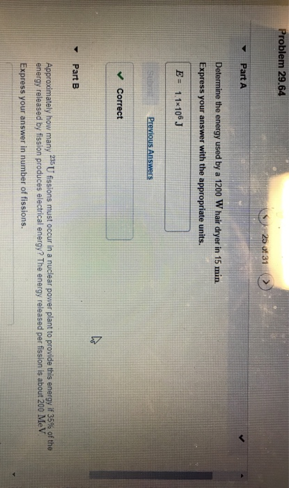 Solved Problem 29.64 25 o 31 Part A Determine the energy | Chegg.com