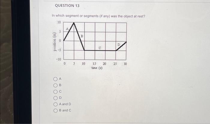 Solved The object had a displacement of meters in segment A, | Chegg.com